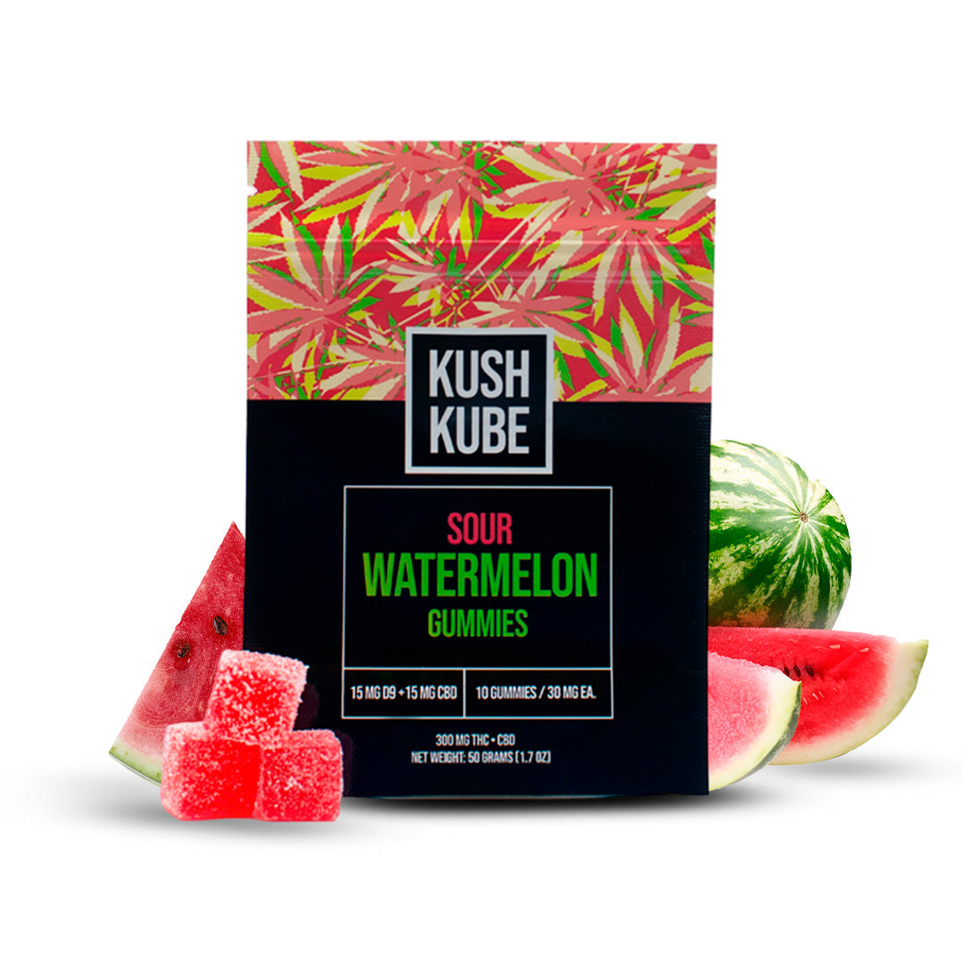 Sour Watermelon Kush Kube | 10 Gummies | Delta 9 THC + CBD – King B ...